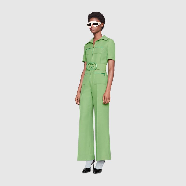 Mono de Seda y Lana con Cinturón Gucci